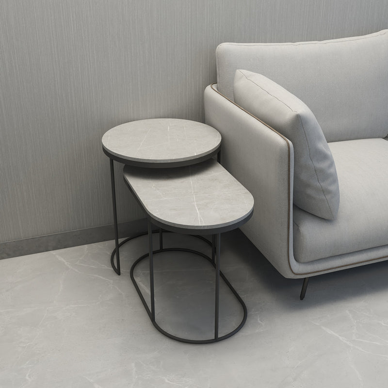 ALEX Coffee Table Oval and Round Italian Minimalist Luxury Marble Rock ...